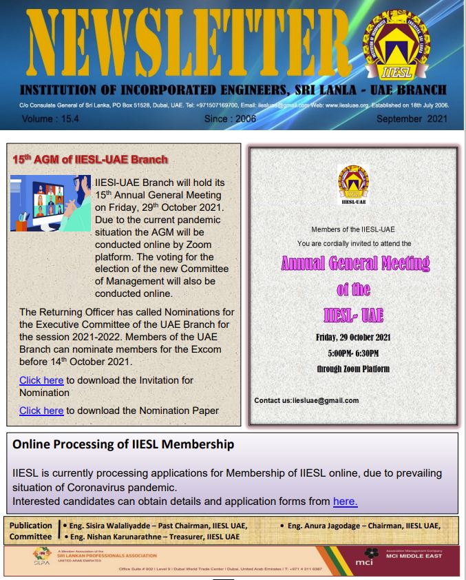 Newsletter IIESL UAE June 2021 – SLPA UAE – Sri Lankan Professionals ...